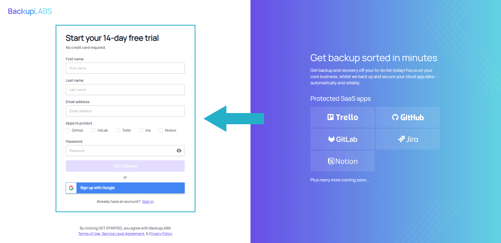 Creating your BackupLABS account – Support Portal